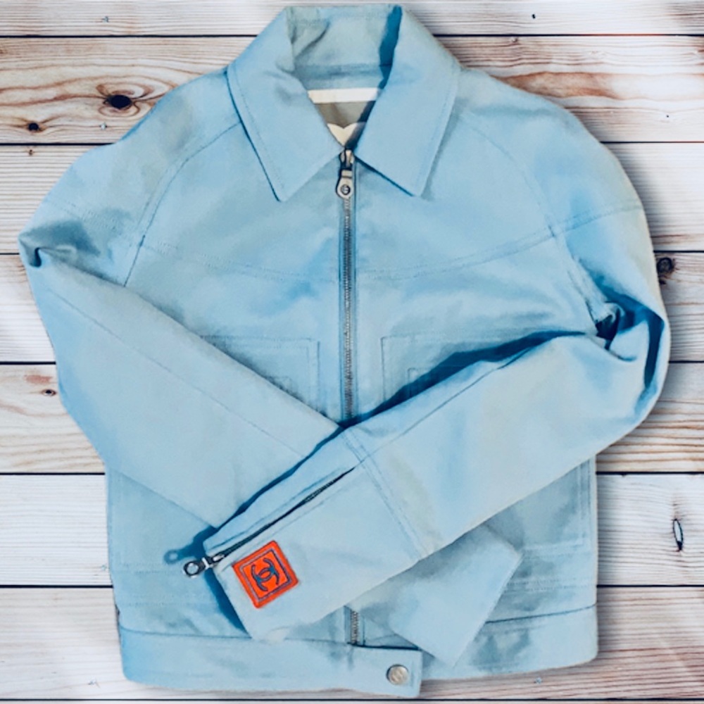 Chanel Vintage Sport Line Cc Powder Blue Jacket - Gem